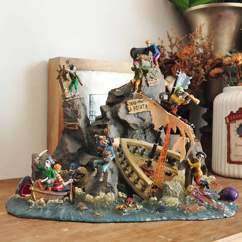 Pirate Theme Party Decorations: Skull Pirate Ship Ceramic Statue ...