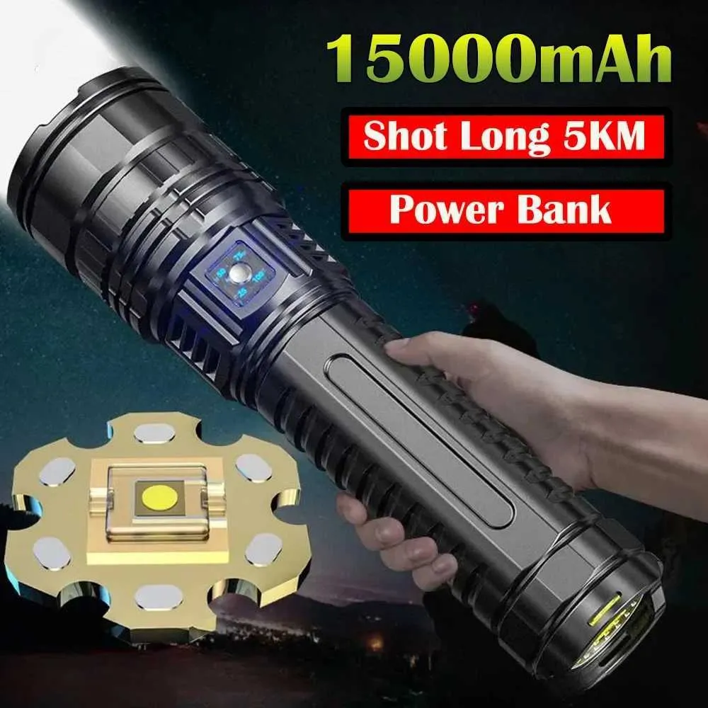 5KM LED fenix flashlight with Zoom, COB Taillights, and 15000mAh ...