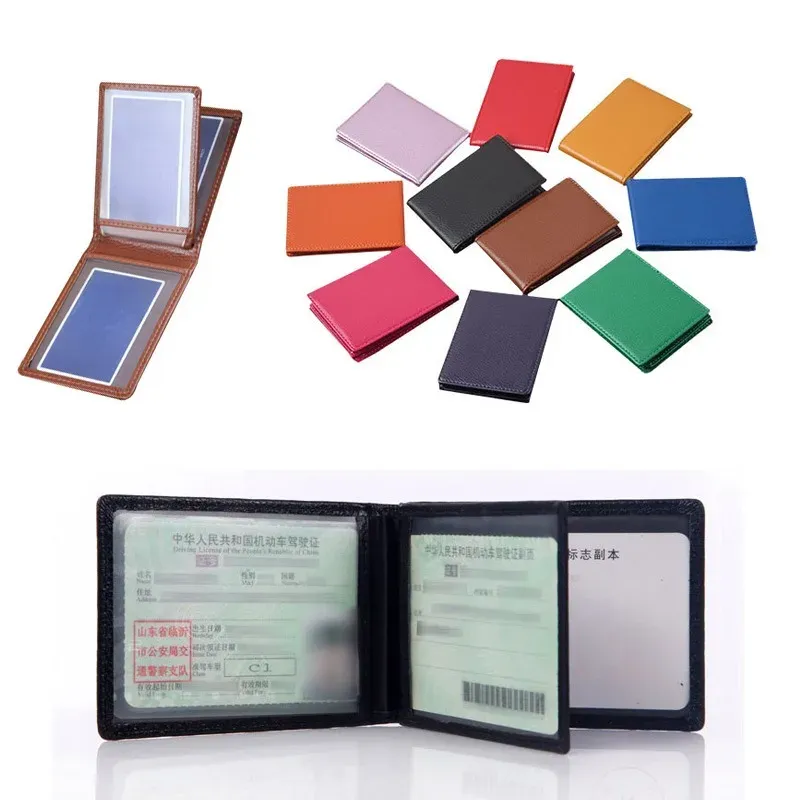 PU Leather License Card Holder With On Cover Cover For Car Documents ...