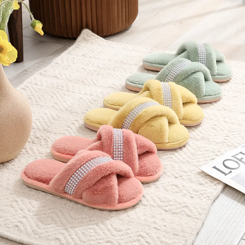 Bad Bunny Shoes White Winter Women's Furry Slippers: Candy Color, Anti ...