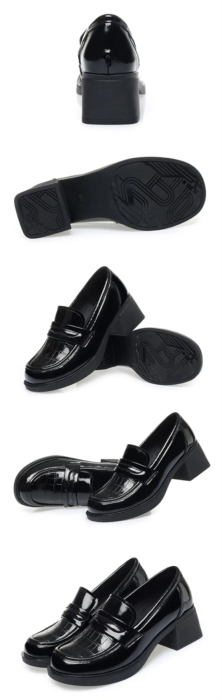 Non-slip Genuine Leather Loafers for Men with Medium Chunky Heel ...