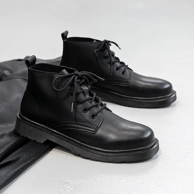 DHgate.com:Men's Genuine Leather Motorcycle Boots - Thick Sole, High ...