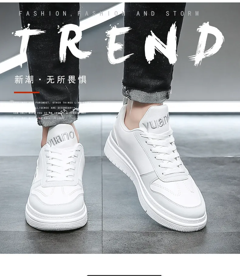 Men's White Casual Sneakers - Breathable Vulcanized Shoes for Walking ...