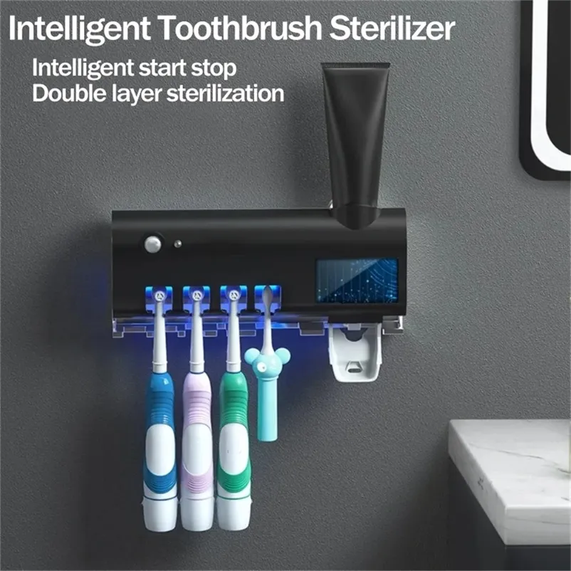 Automatic Toothpaste Dispenser & Toothbrush Holder Set: Wall Mounted ...