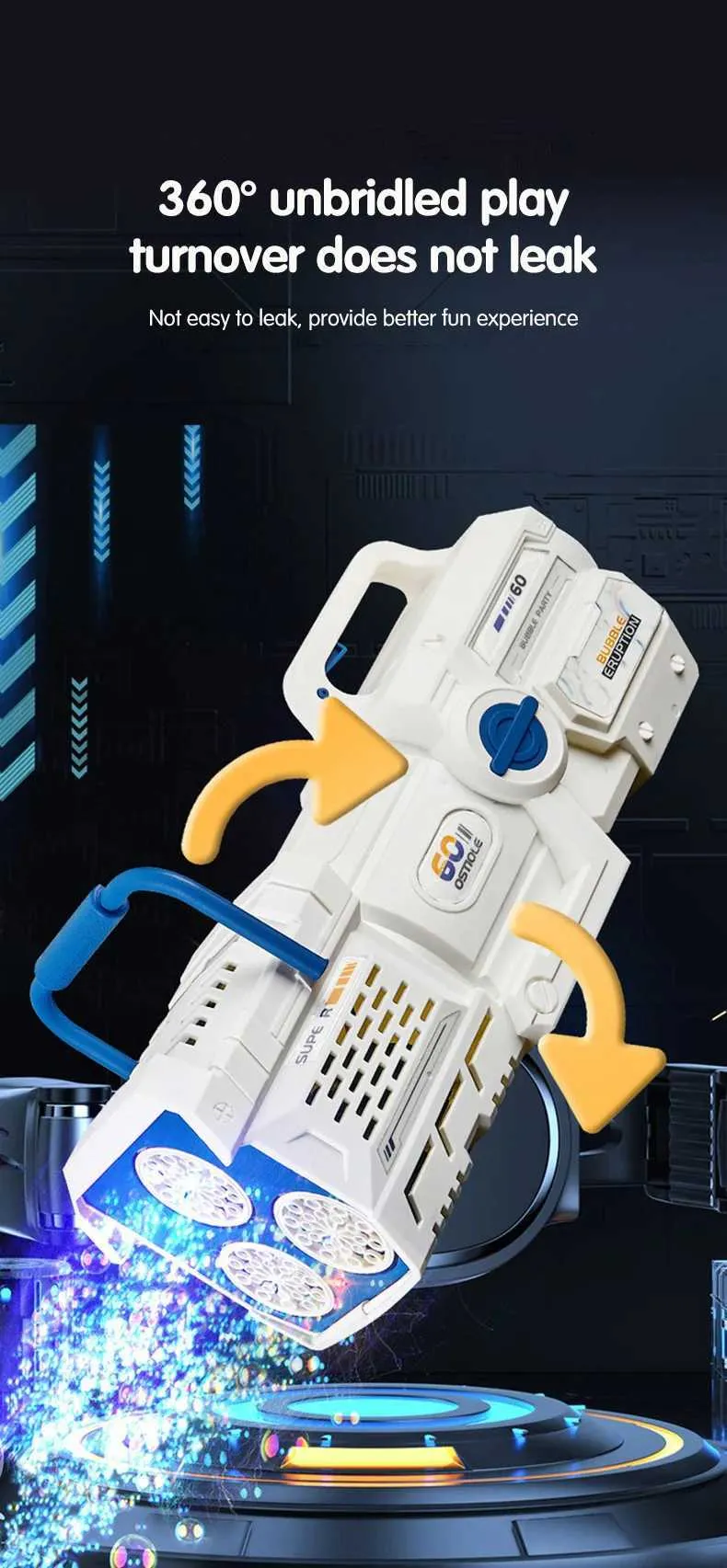 Electric Automatic Bubble Machine with LED Light - 60 Hole Handheld ...