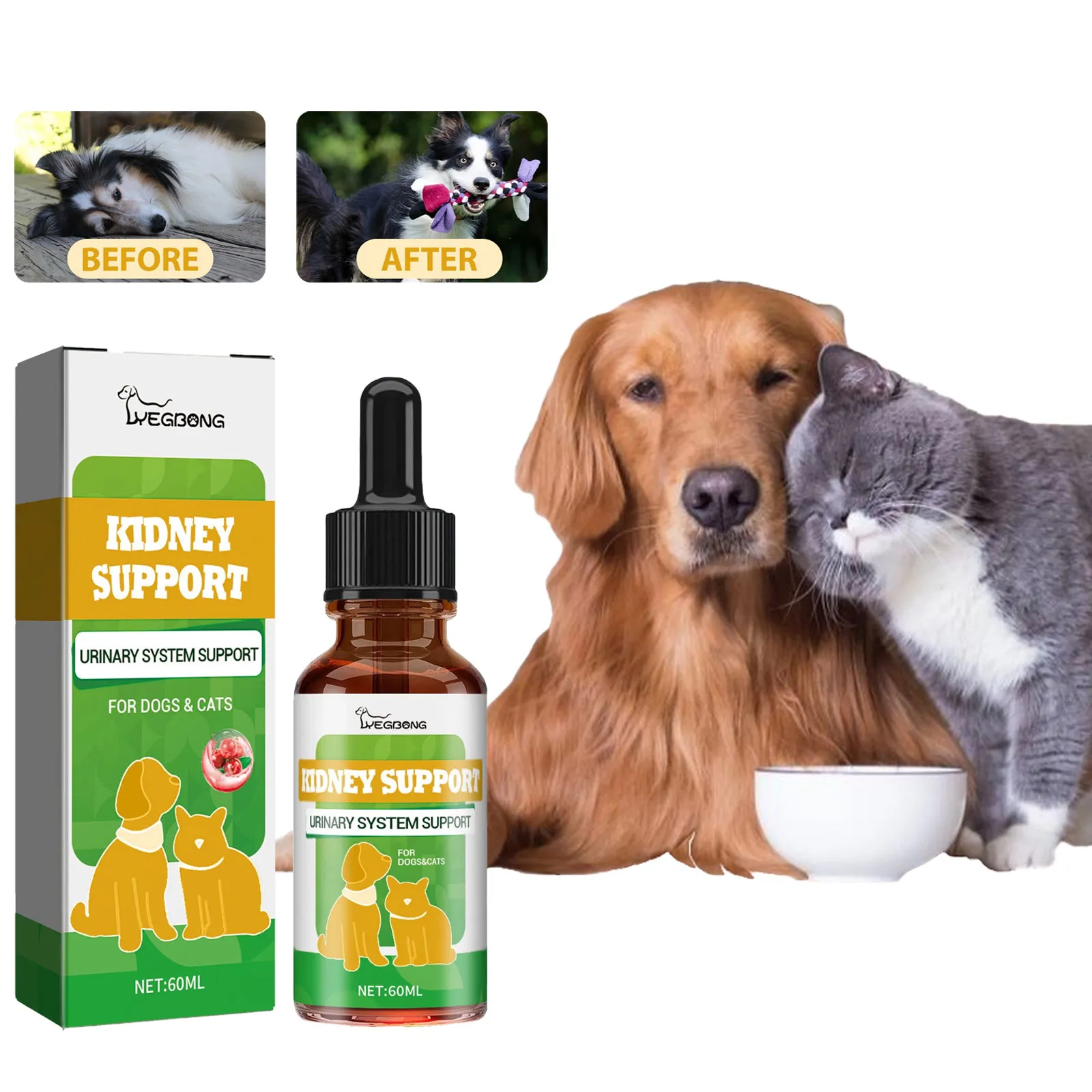 Pet Kidney Drops 60ml Urinary Tract Care Kidney Stone Removal Dog and ...
