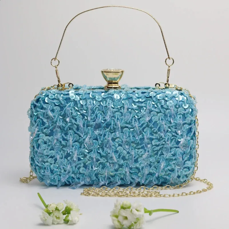 Crystal Beaded Sequin Evening Clutch: Glitter Handbag Purse for Dinner ...