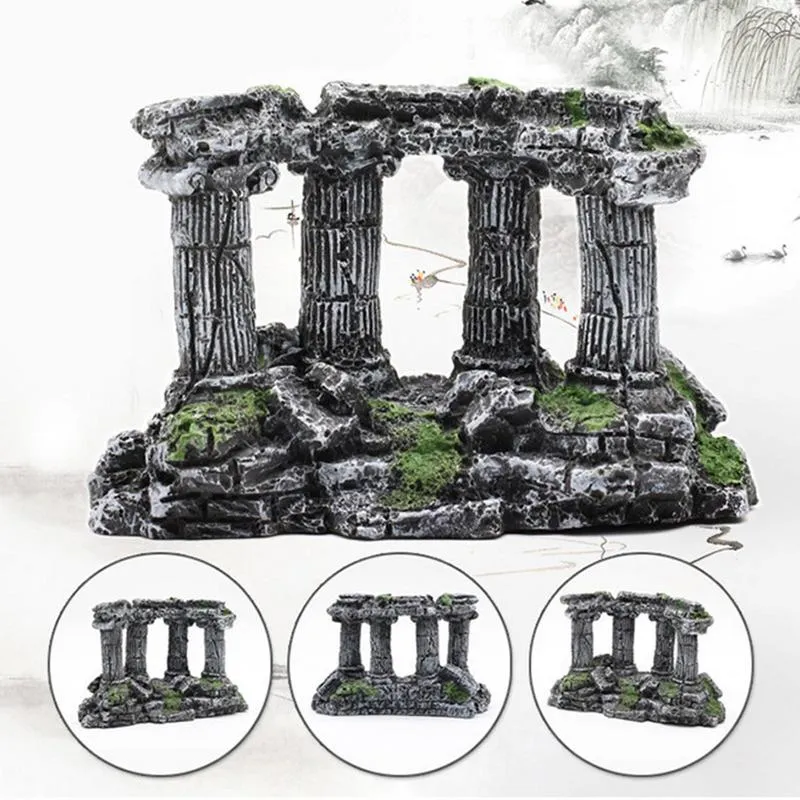 Aquarium Roman Ruins Decor - Resin Castle Ornament Fish Tank Background ...