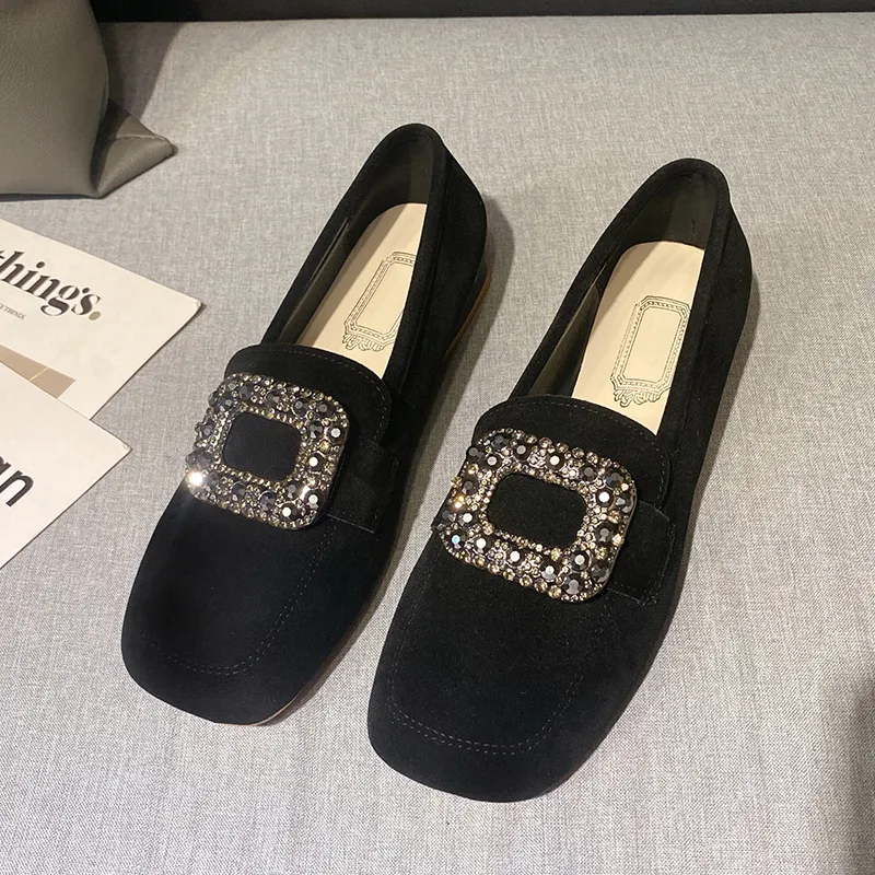 Wholesale Elegant French Retro Square Head Single Flat Shoes For Women ...