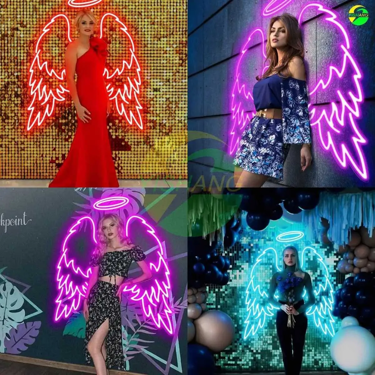 Custom Neon Signs, Cute Angel Wings LED Neon Light Wall Art Decor With ...