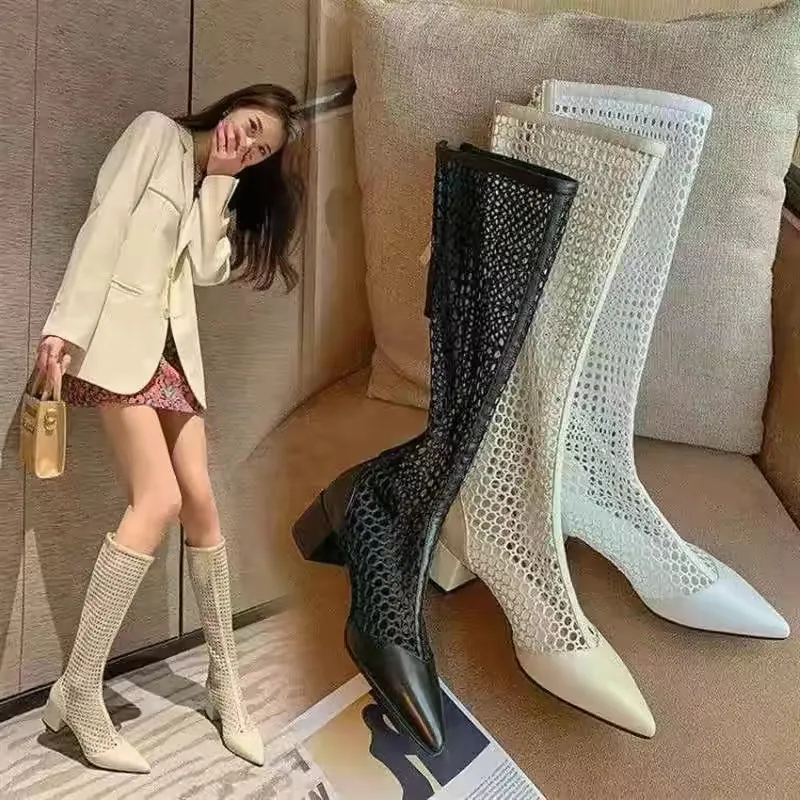 Summer Mesh Long Boots - Breathable Thin Thigh High Platform Boots ...