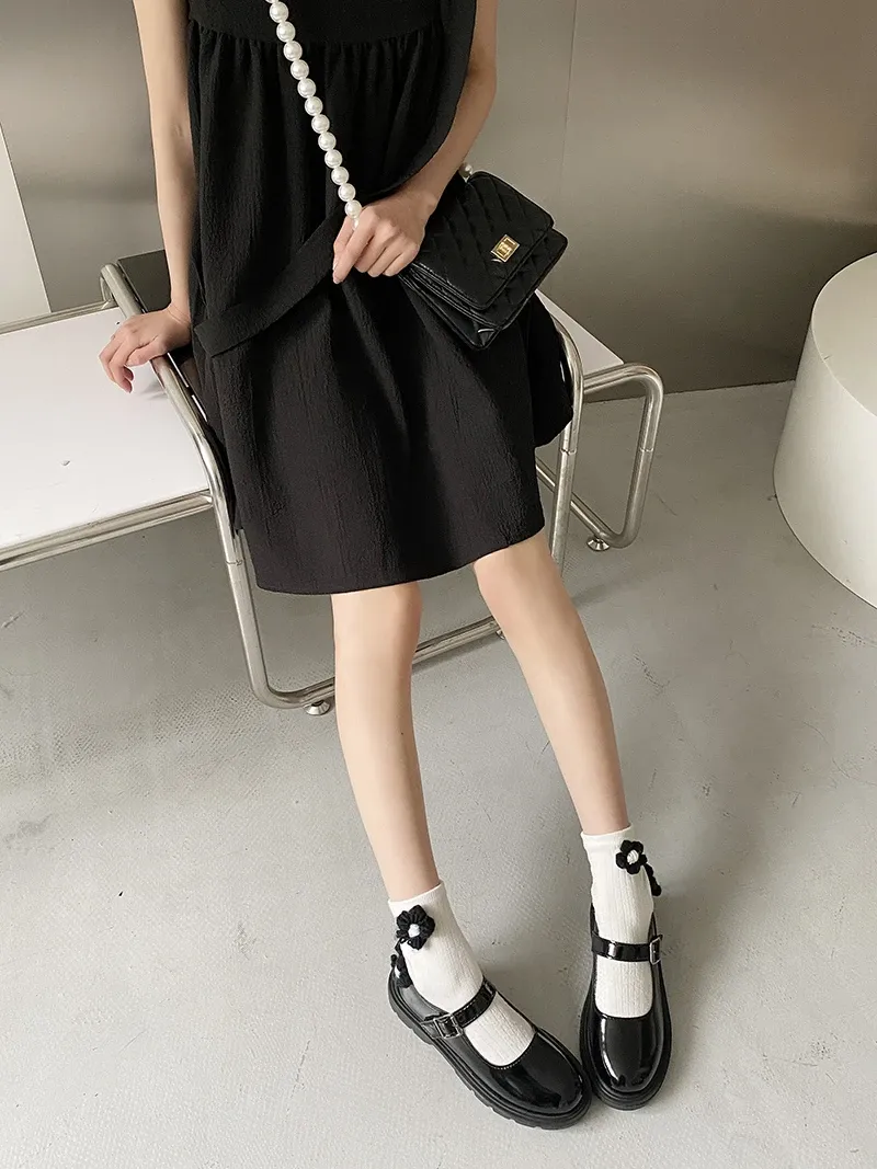 Womens Platform Mary Jane Shoes Low Heel Black PU Loafers Size 44 ...