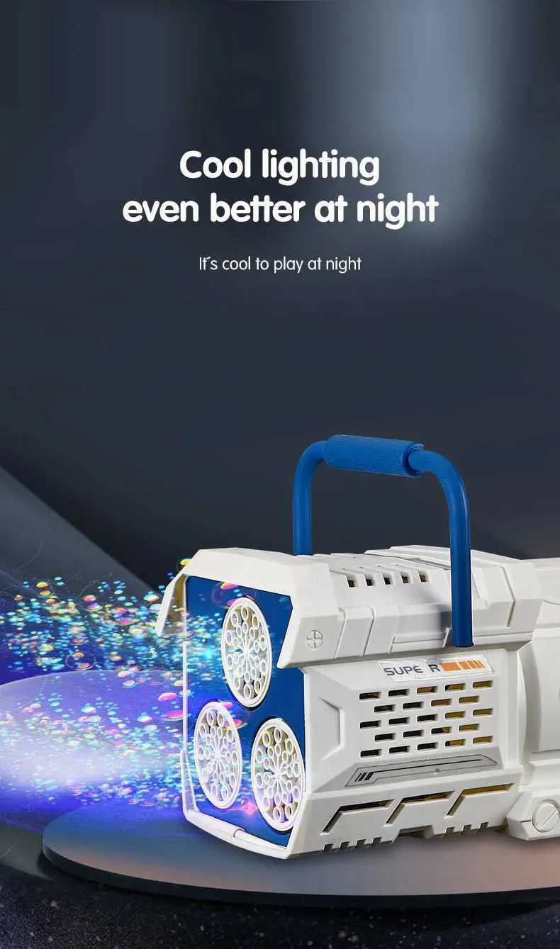 Electric Automatic Bubble Machine with LED Light - 60 Hole Handheld ...