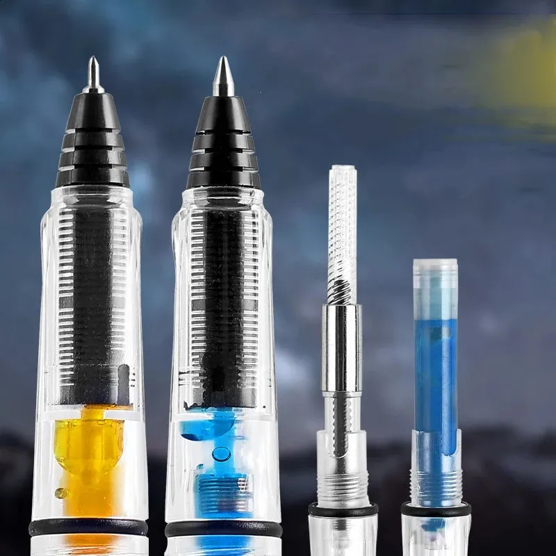 Premium Piston Fountain Pen - Transparent White, Bullet Needle 0.38/0 ...