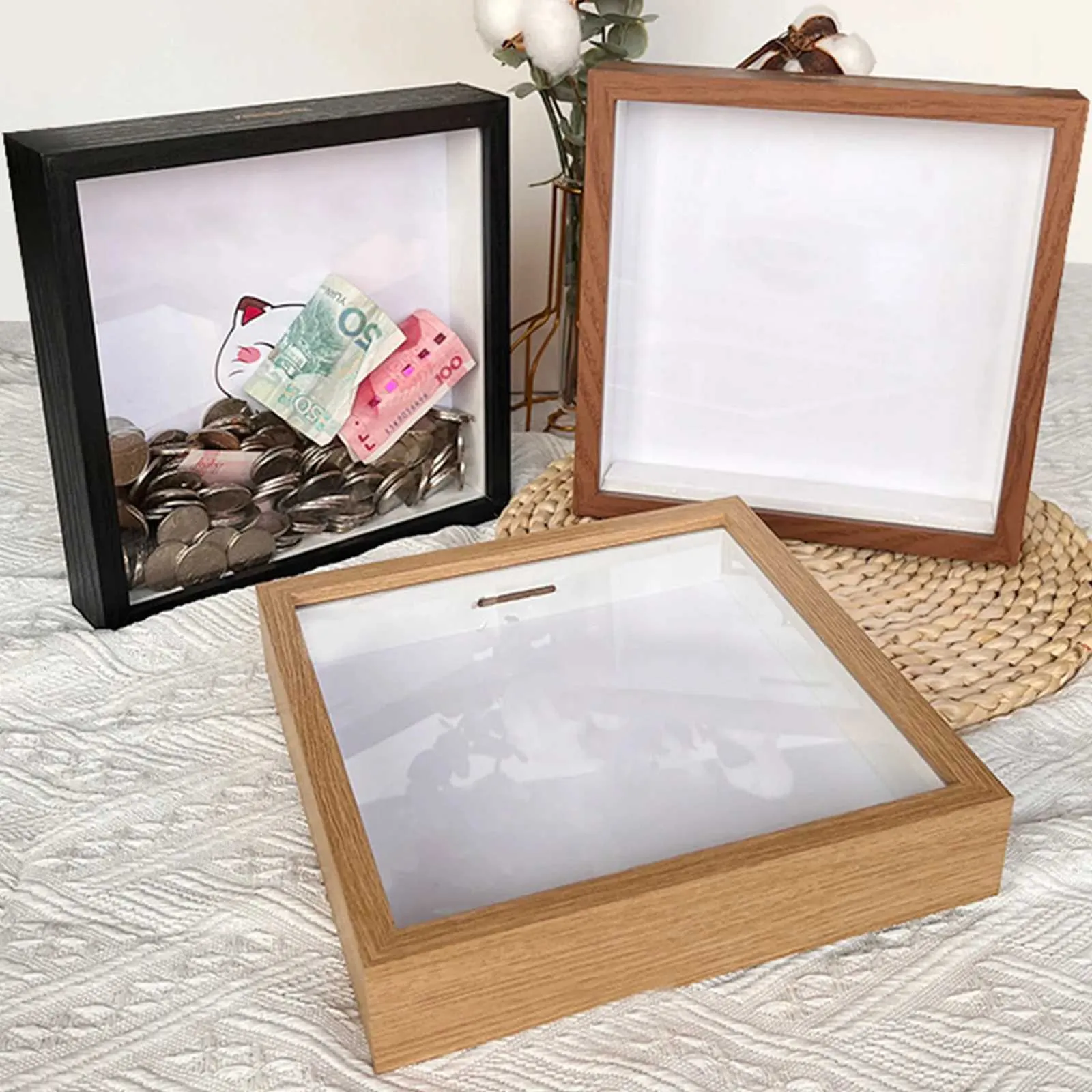 Wooden 3D Light Photo Frame For Cash Box And Desktop Decoration Multi ...