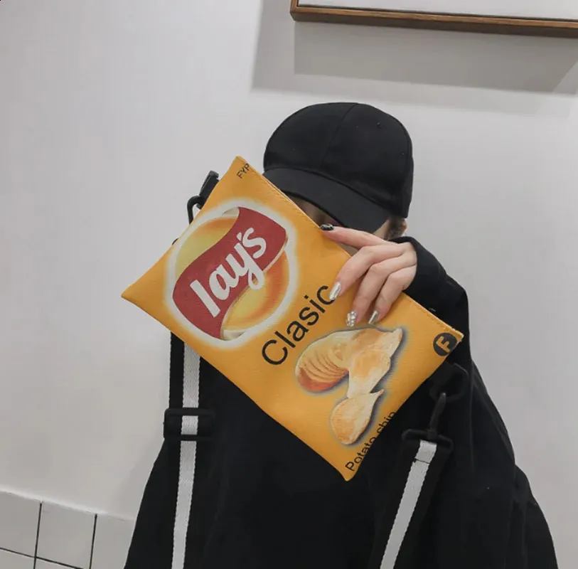 Cartoon Printed Potato Chips Crossbody Bag For Women Creative Shoulder ...