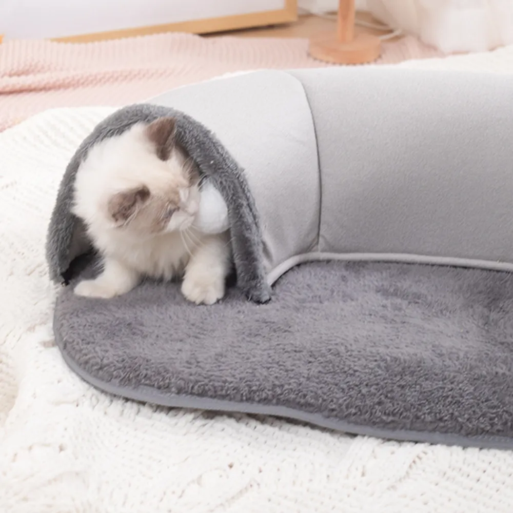 Interactive Cat Tunnel & Bed: Soft Plush Play Tunnel for Kittens ...