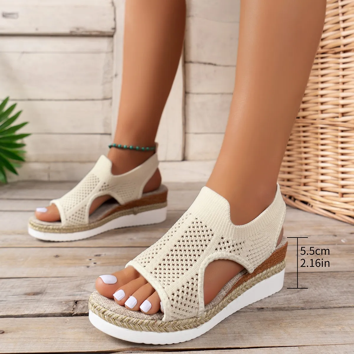 Summer Women's Wedge Sandals: Open Toe Mesh Breathable Slip-Ons - Shop ...