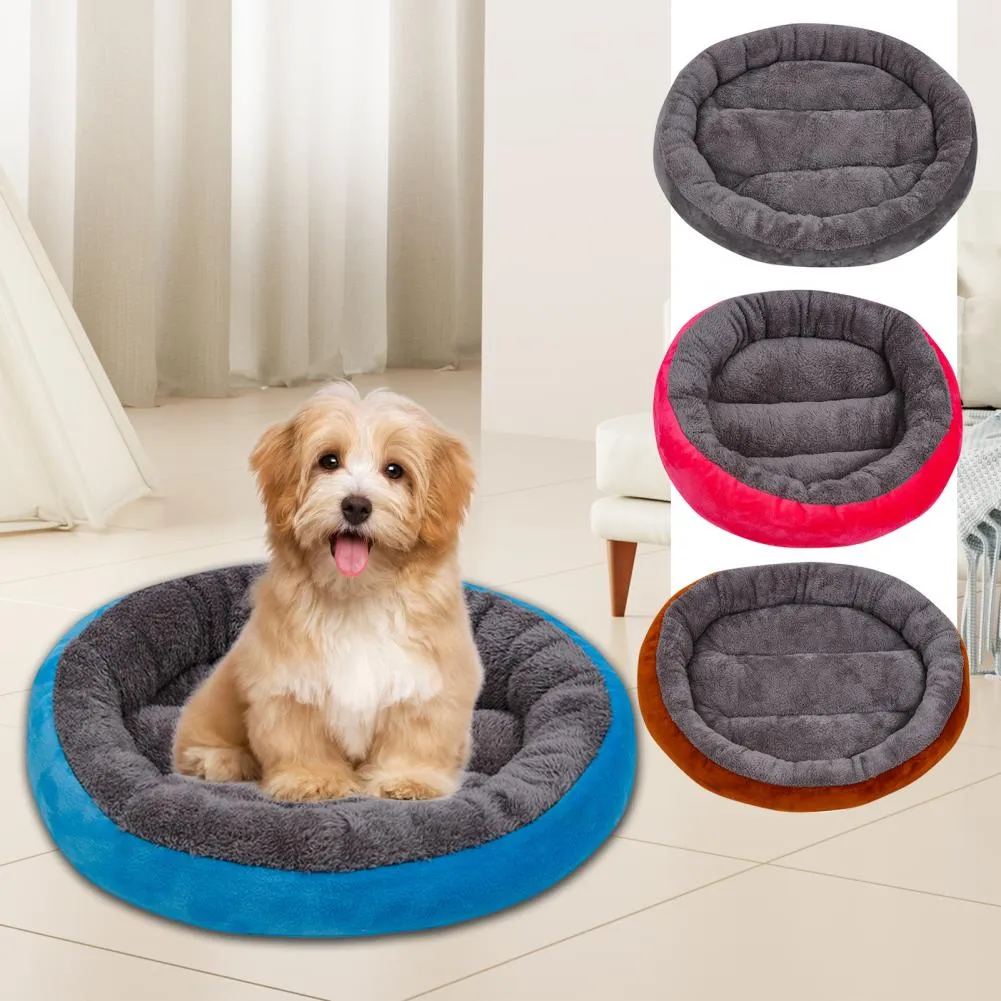 Plush Round Dog Bed with Removable Washable PP Cotton Cushion for Small ...