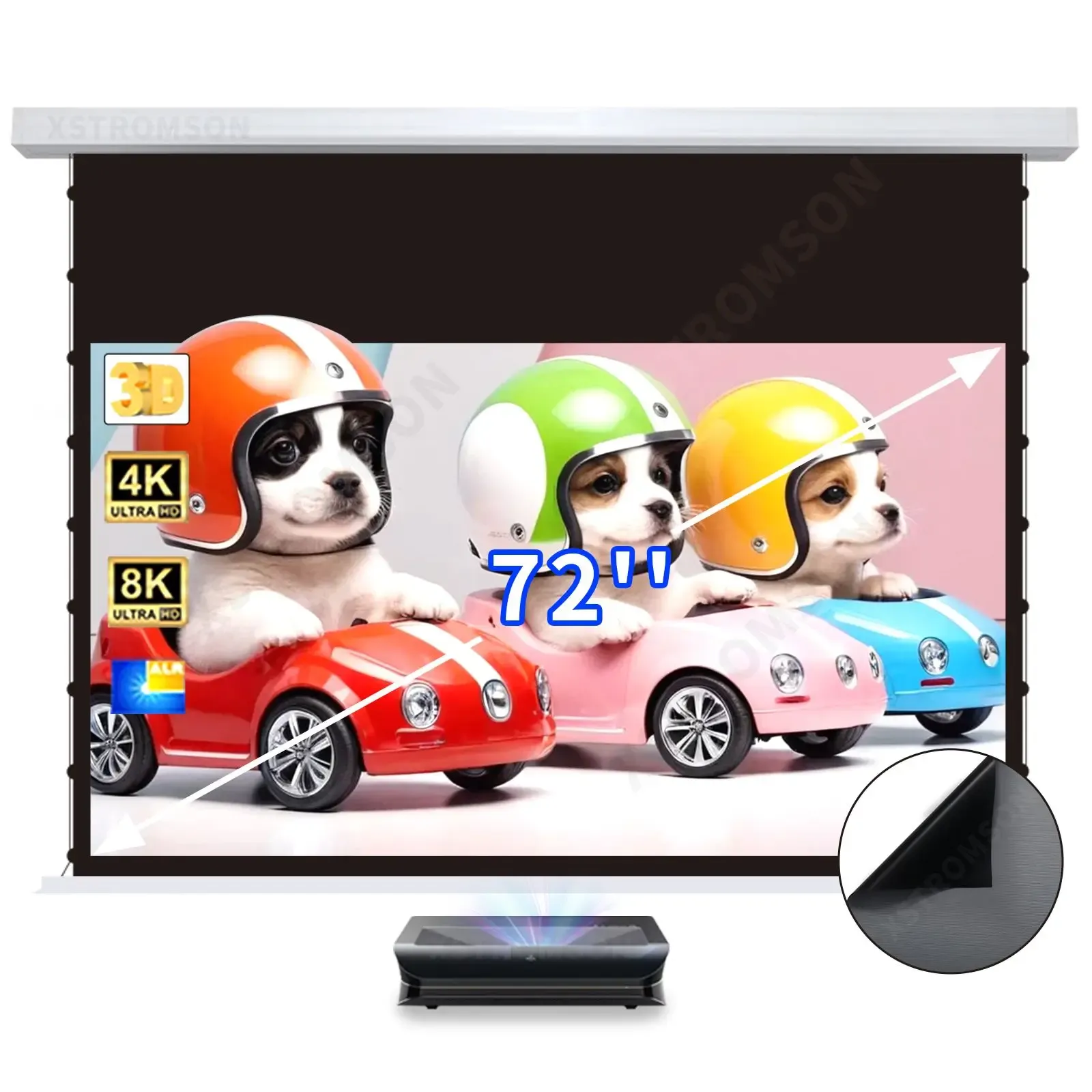 Smart Remote Electric UST ALR Motorized Tab Tensioned Projector Screen ...