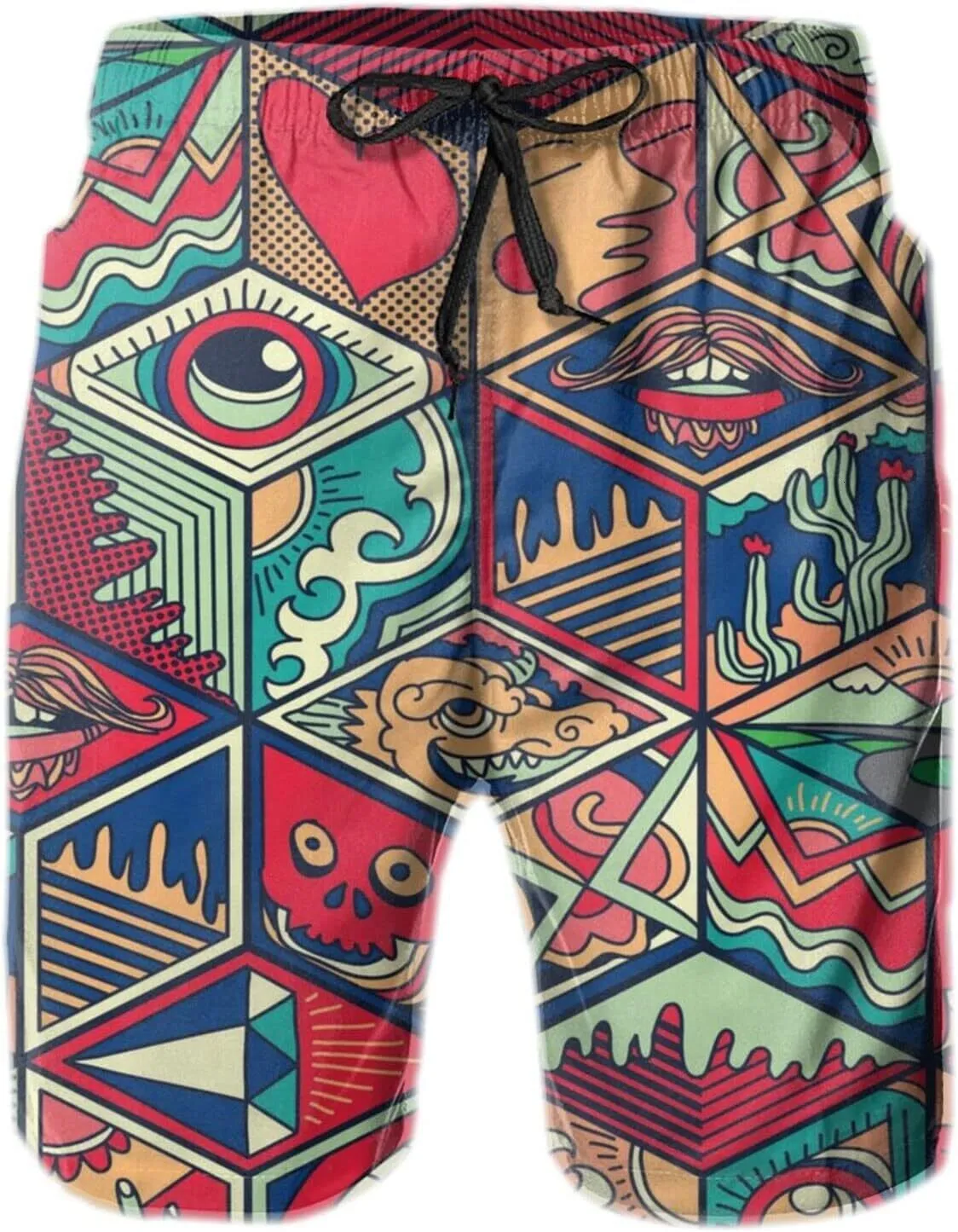 Stylish Men's 3D Printed Swim Trunks With Quick Dry Geo Fabric Perfect ...