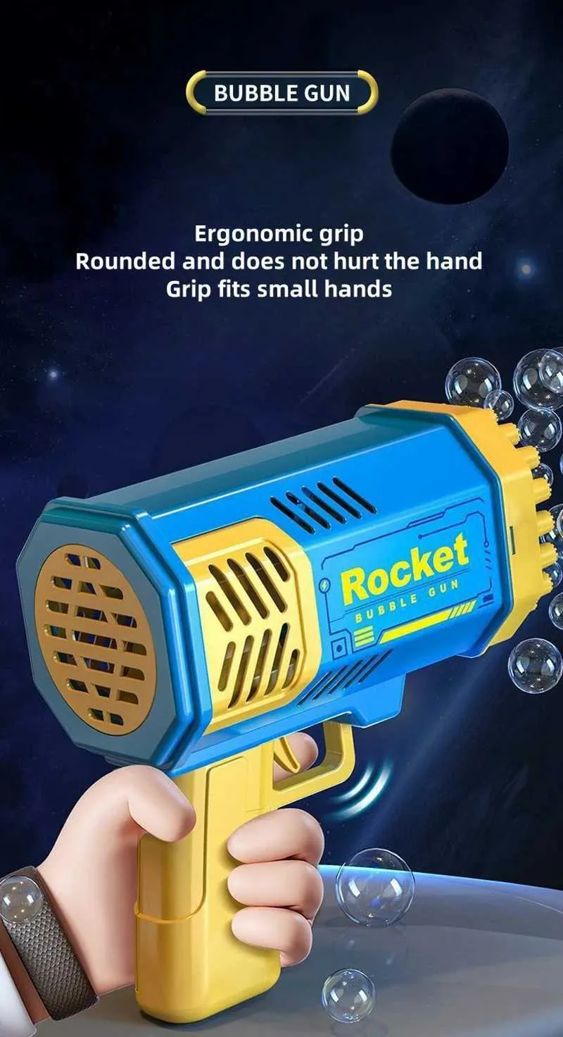 40 Hole Handheld Electric Bubble Gun Battery-Free Silent Bubble Blower ...