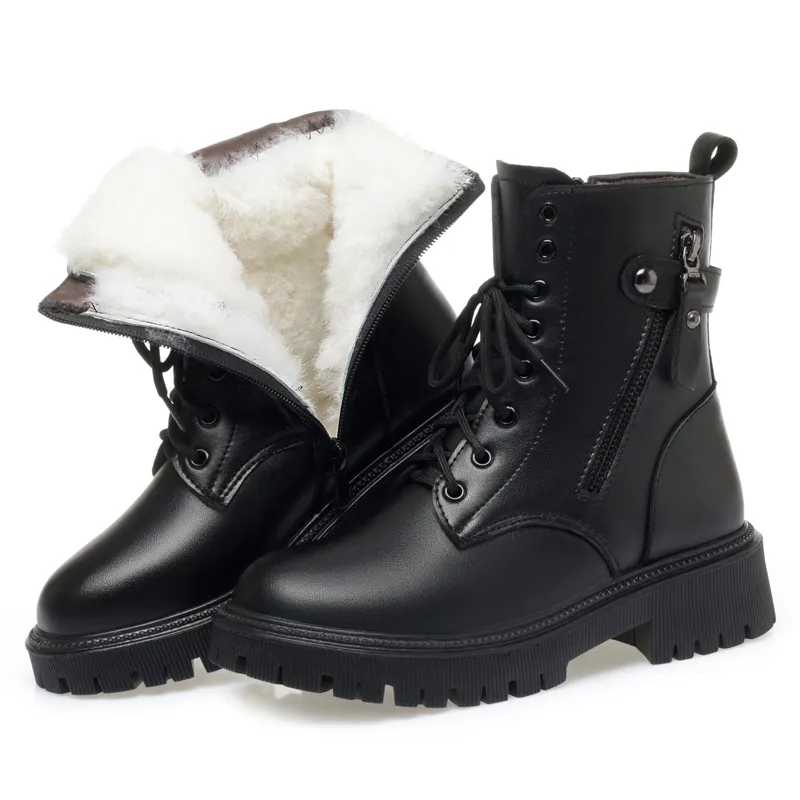 Winter AIYUQI Women's Genuine Leather Waterproof Ankle Boots with Hook ...