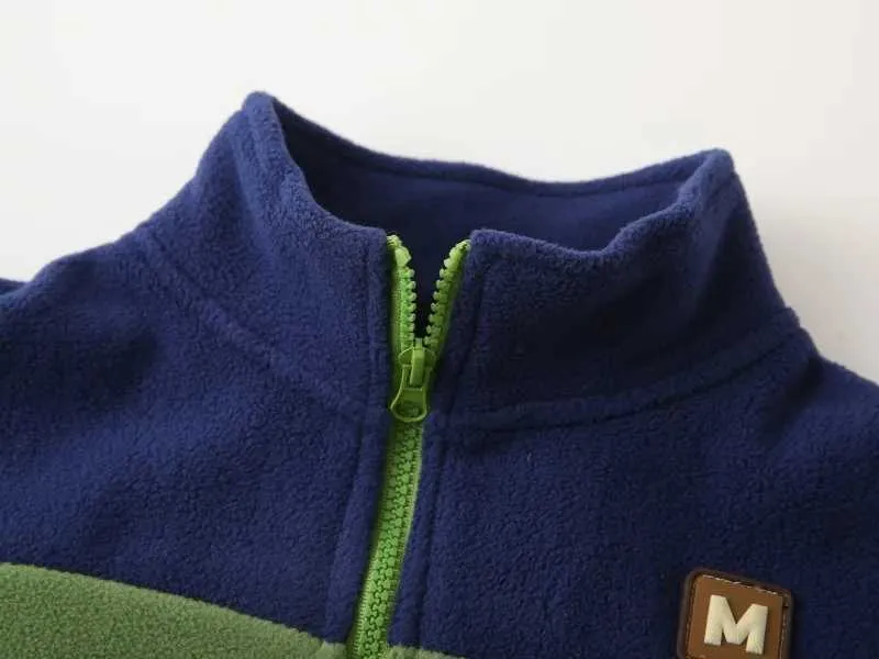 Boys' Fleece Letter Patch Winter Coat - Warm, Zippered, Long Sleeve ...