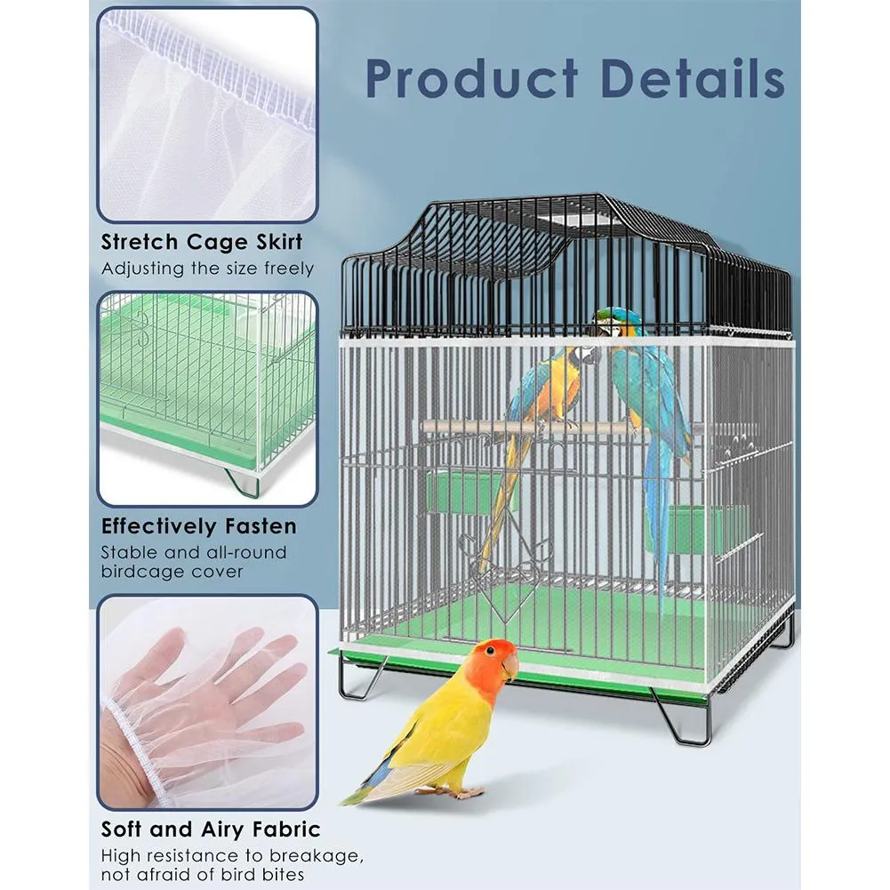 Universal Breathable Parrot Bird Cage Cover - Adjustable Stretch Mesh ...