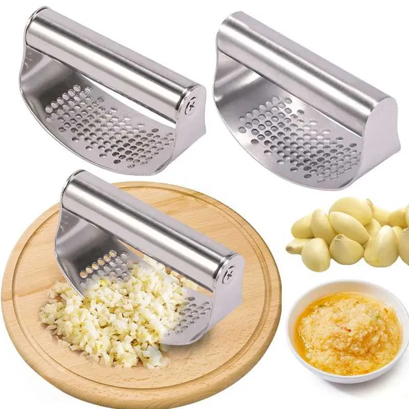 Premium Stainless Steel Garlic Press: Effortless Garlic Mincer Tool ...