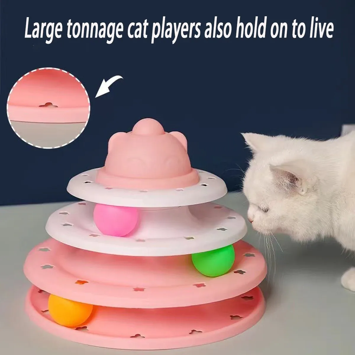 Interactive Rotating Cat Toy Tower With 4 Levels Of Turntable Roller ...