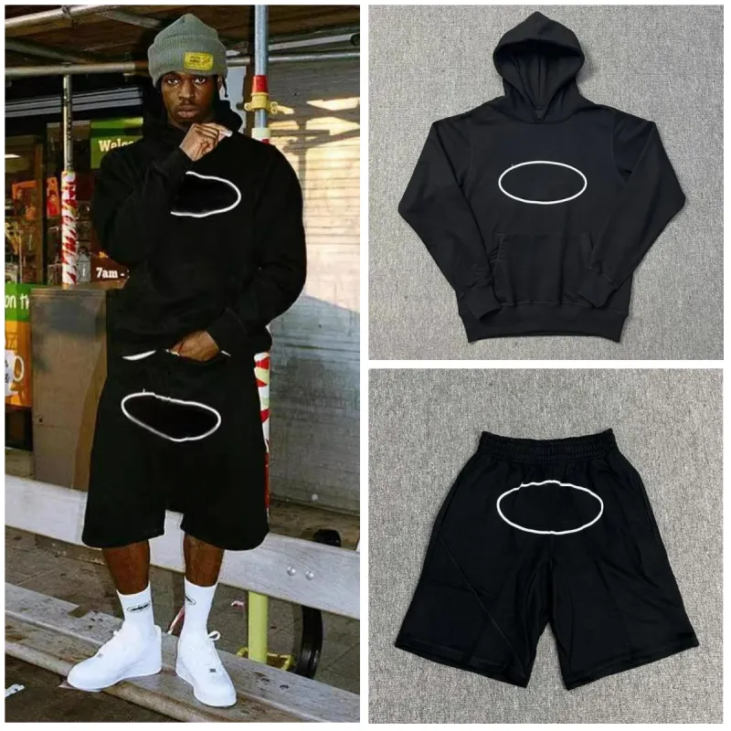 Men's Designer Black Shorts Outfit And Hoodie Set Summer Sportswear ...