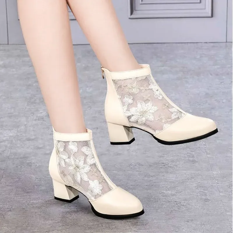 Designer Women High Heels Medium Spool Heel Nubuck Leather Ankle Strap ...
