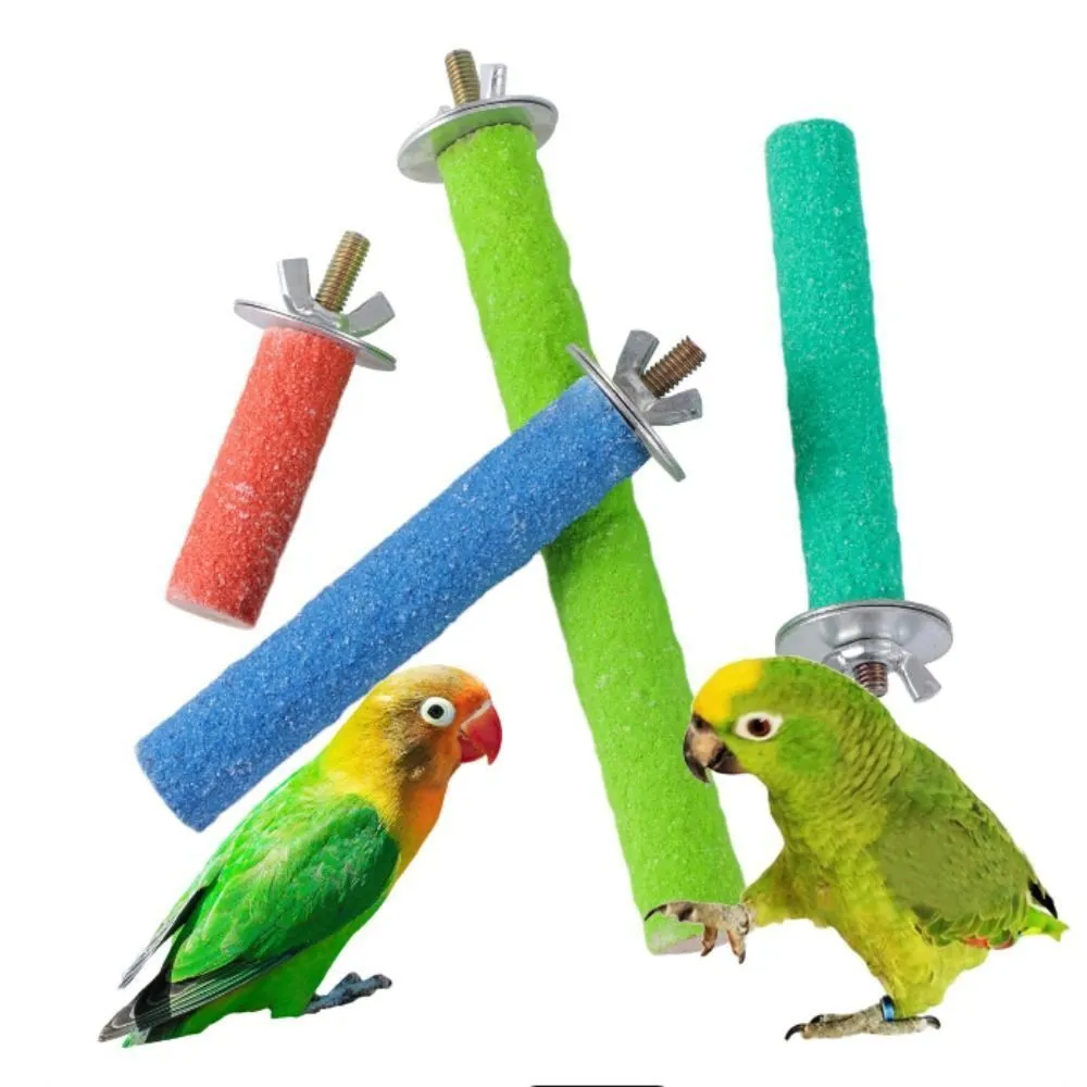 Natural Wood Bird Perch With Grinding Stone Claw Care Standing Stick ...