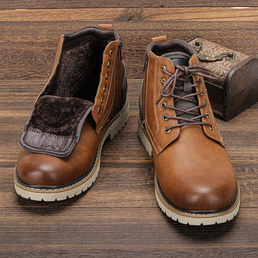 Men's Leather Winter Boots: Warm, Comfortable & Non-Slip - Style ...