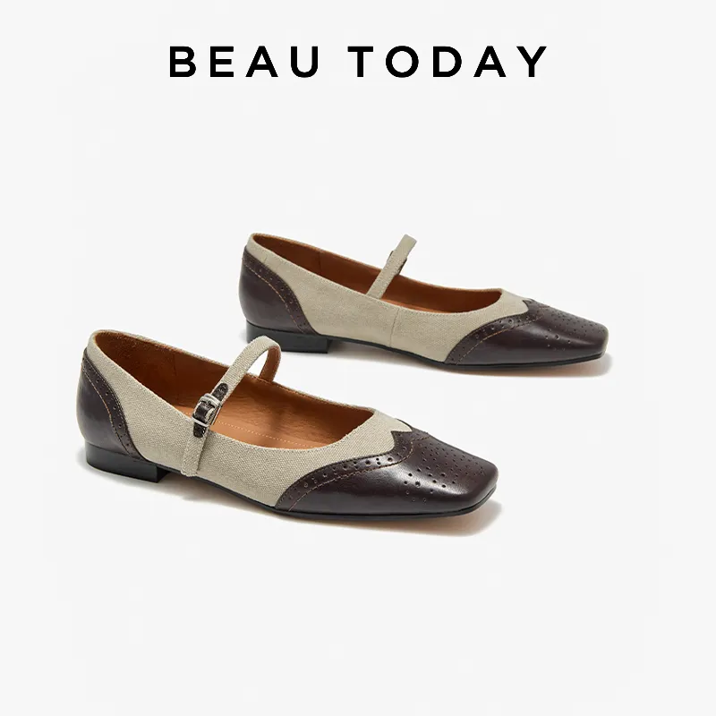 Handmade Leather Mary Janes - Women's Square Toe Patchwork Shoes ...