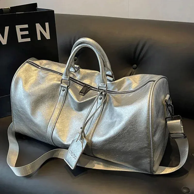 Womens PU fitness bag gym handbag mens casual sports handbag shoulder ...