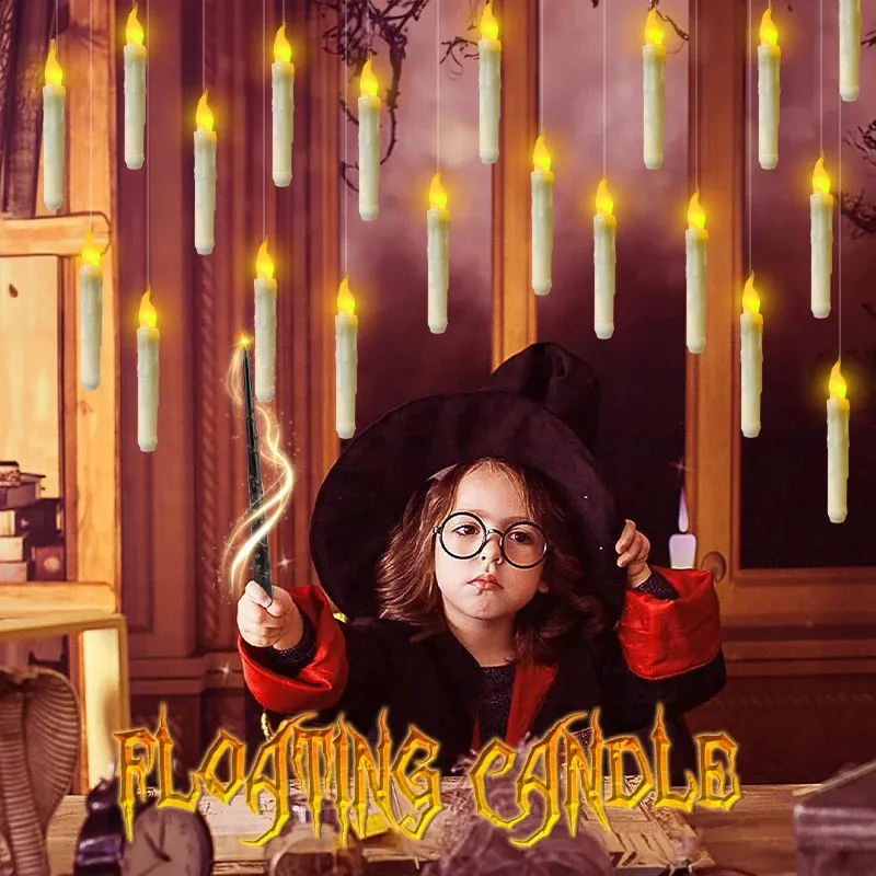 LED Magic Floating Candles with Wands - 36/24/- Flameless, Electric ...