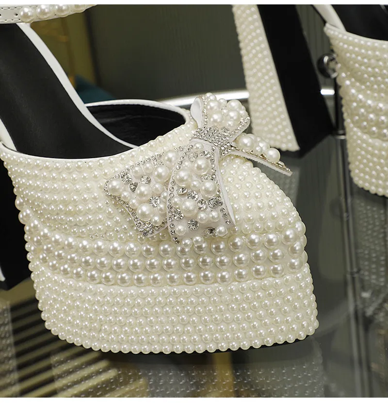 Elegant Pearl Bridal Heels: Bowknot Platform Wedding Shoes, Shop Now ...
