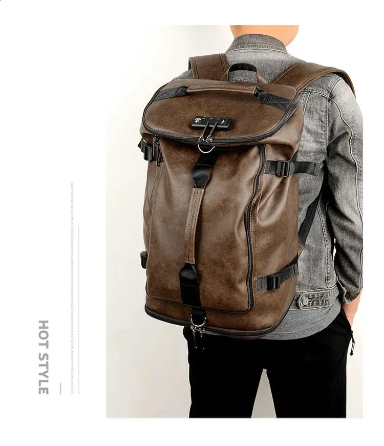 Premium Waterproof Leather Backpack: Stylish Men's Bookbag - Shop Now ...