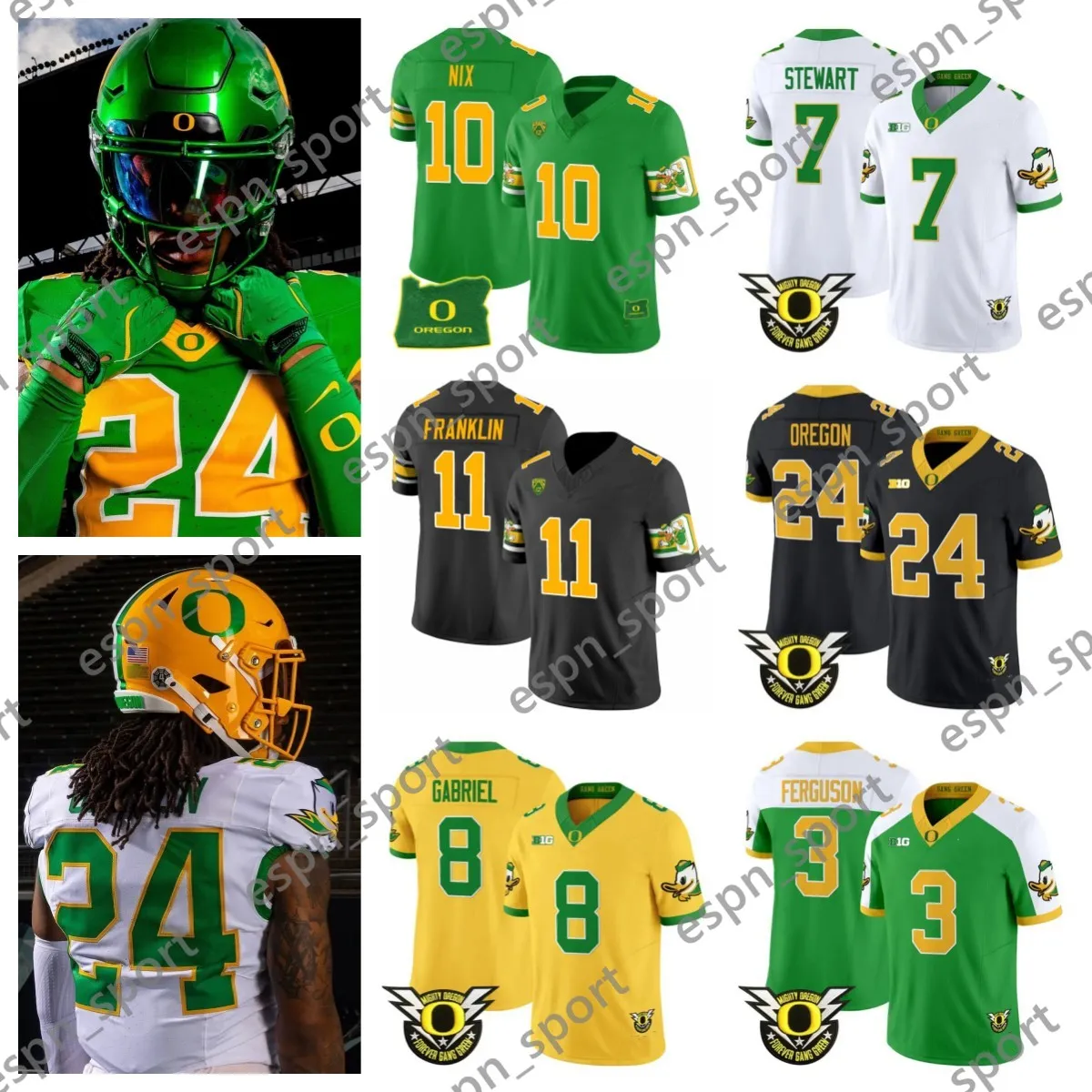2024 BIG Oregon American Football Tops Stitched Bo Nix, Matayo ...