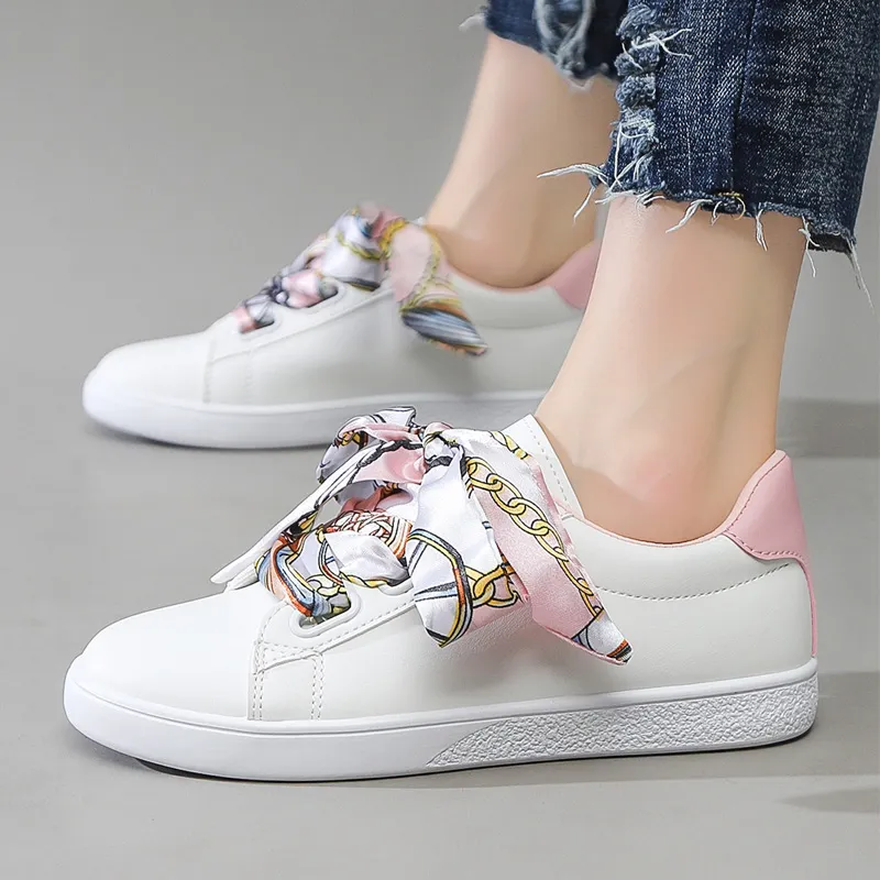 DHgate.com:Women's Fashion Sneakers with Ribbon Lace-Up - Casual Flats ...