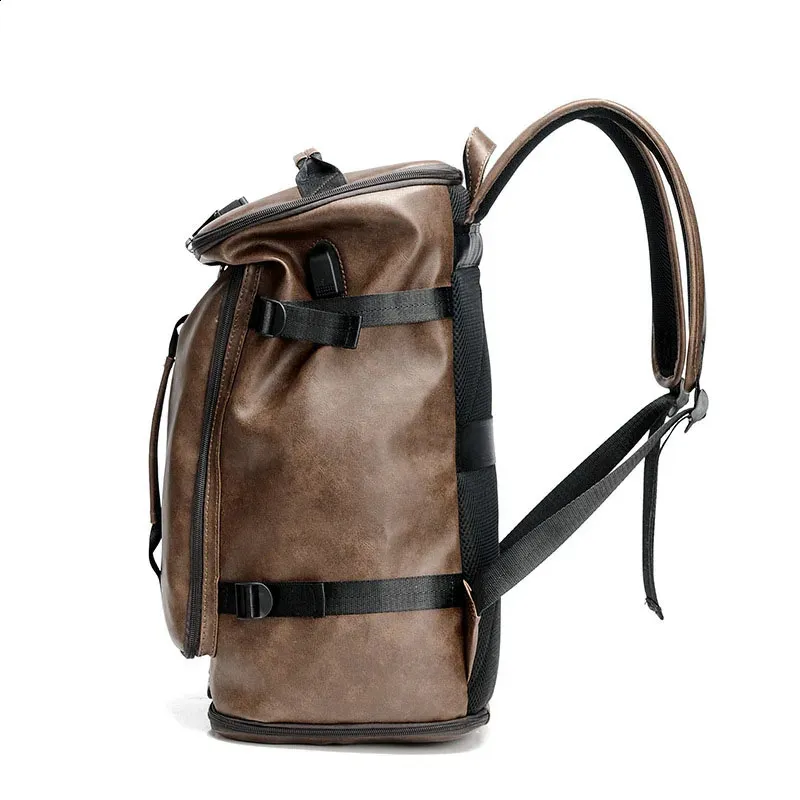 Premium Waterproof Leather Backpack: Stylish Men's Bookbag - Shop Now ...