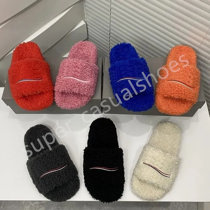 Designer Slippers For Women: Warm Winter Fur Slides Cozy Wool Flip Flop ...