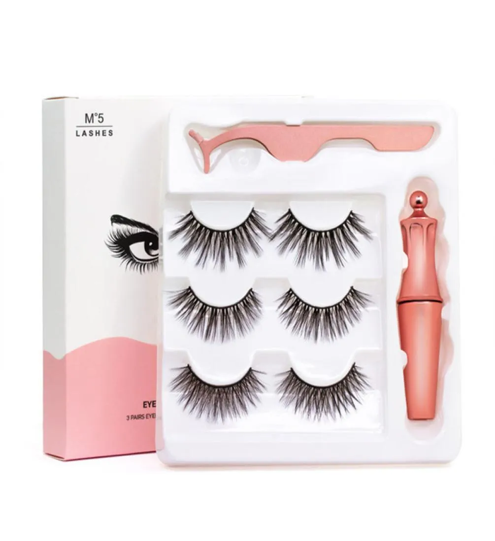 3D Magnetic Eyelashes And Tweezer Set 5 False Eyelsashes, Liquid ...