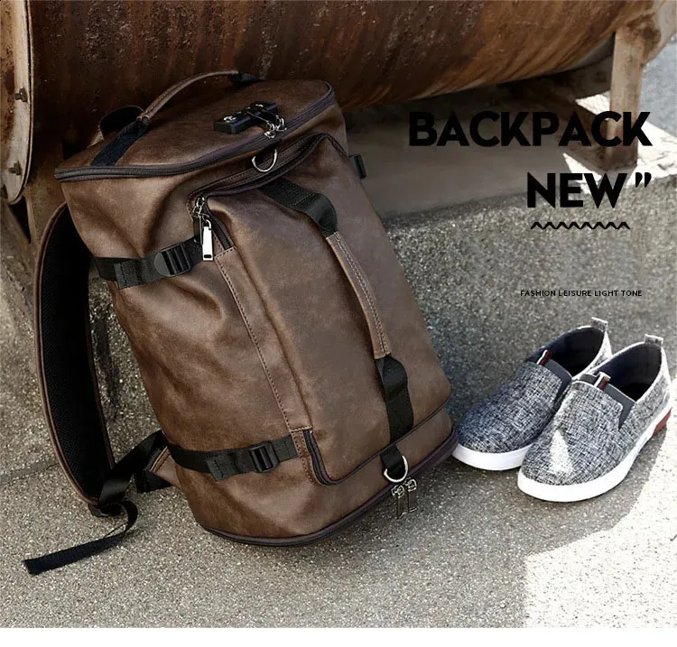 Premium Waterproof Leather Backpack: Stylish Men's Bookbag - Shop Now ...