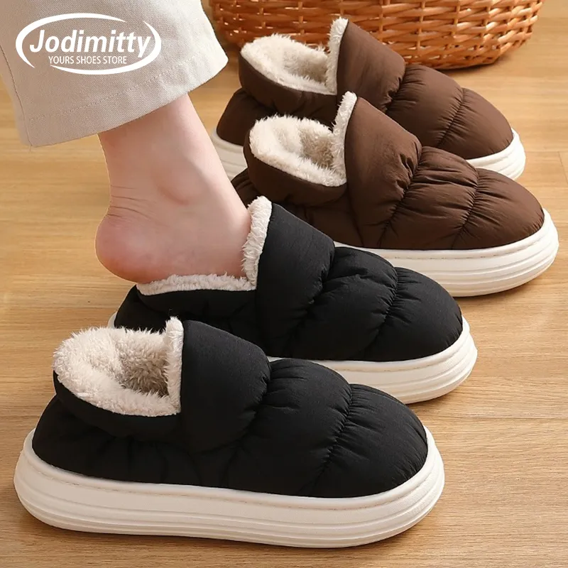 Winter Warm Plush Slippers - Non-Slip Platform, Waterproof Indoor ...