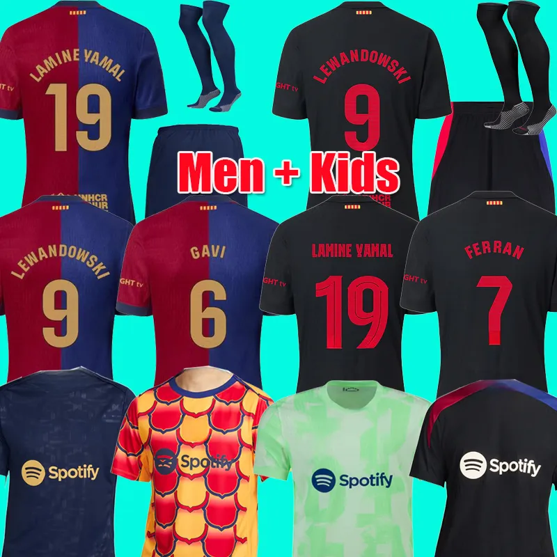 Black LAMINE YAMAL LEWANDOWSKI Soccer Kits 22 23 Mens And Kids Away ...