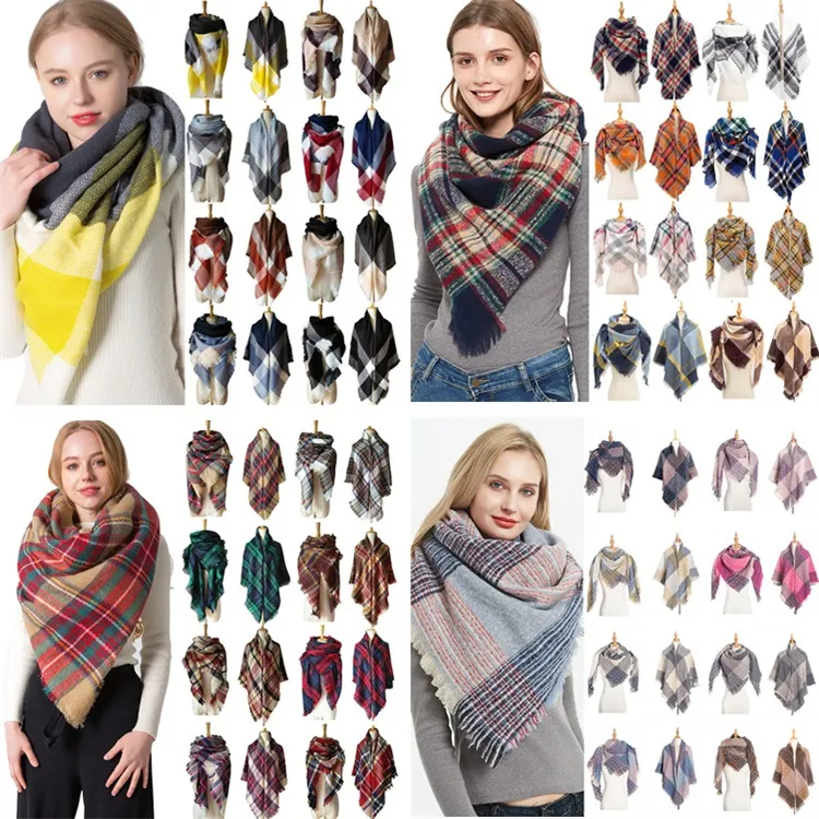 DHgate.com:Colorful Plaid Square Scarf, European and American Cashmere ...