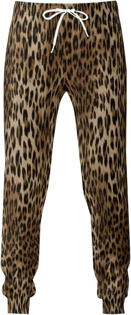 Mens Gym Sweatpants 3D Leopard Print Loose Joggers, Lightweight Workout ...